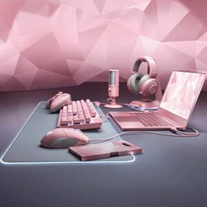 Razer Kraken Kitty RGB USB Gaming Headset: THX 7.1 Spatial Surround Sound - Chroma RGB Lighting - Retractable Active Noise Cancelling Mic - Lightweight Aluminum Frame - for PC - Quartz Pink