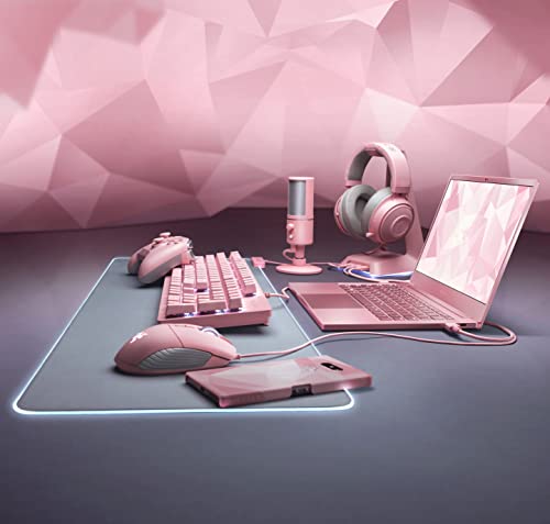 Razer Kraken Kitty RGB USB Gaming Headset: THX 7.1 Spatial Surround Sound - Chroma RGB Lighting - Retractable Active Noise Cancelling Mic - Lightweight Aluminum Frame - for PC - Quartz Pink