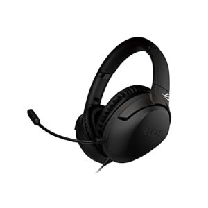 asus rog strix go core wired gaming headset | 3.5mm connector | lightweight design | over-ear headphones for pc, mac, nintendo switch, and ps4, black, standard