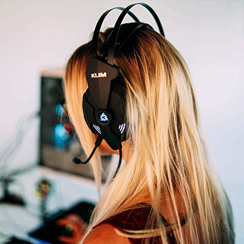 KLIM Impact - USB Gaming Headset - 7.1 Surround Sound + Noise Cancelling - High Definition Audio + Strong Bass - Video Games Headphones Audifonos with Microphone for PC Gamer PS4 - Noise Cancelling