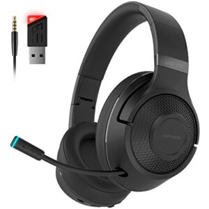 2.4ghz wireless gaming headset for pc, ps5, ps4, macbook, with microphone, over-ear bluetooth gaming headphones for cell phone, soft earmuff - 40 hours playtime, only wired mode for xbox series