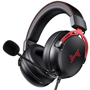 gaming headset for ps5 ps4 pc, gaming headphones with noise cancelling mic, wired gamer headsets for computer laptop mac nintendo nes games