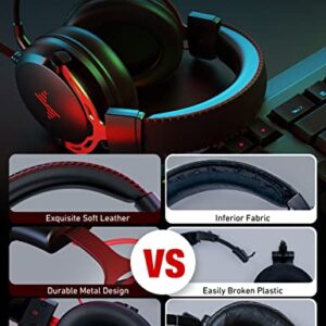 Gaming Headset for PS5 PS4 PC, Gaming Headphones with Noise Cancelling Mic, Wired Gamer Headsets for Computer Laptop Mac Nintendo NES Games