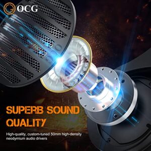 OCG Gaming Headset Dual Wireless Lossless 2.4G Bluetooth Gaming Headphones with Detachable Microphone 50mm Speakers - for PC, PS4, PS5,Smartphone,MacBook,Notebook,Tablet Black