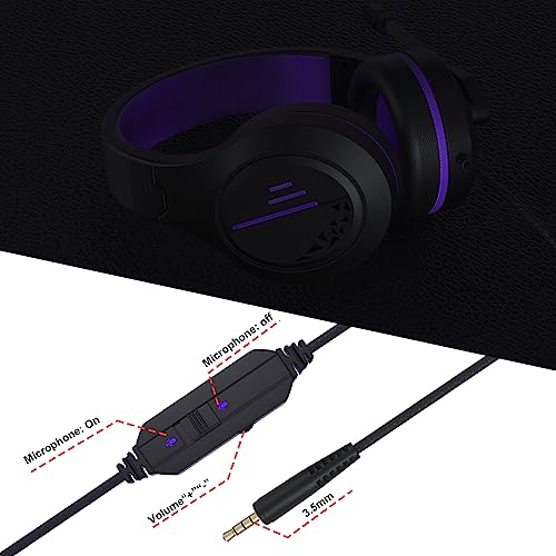 Mokochy Gaming Headset, Headphones with Microphone Stereo Surround for PC MAC Laptop, Noise Cancelling Over Ear Wired Headset, Compatible with Switch Nintendo PC Laptop