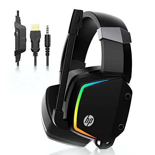 HP Gaming Headset with Microphone, PS4 Headset with Noise Cancelling Microphone, Over Ear Headphone with Mic Plus 3.5mm USB Cable, Compatible with Xbox One, Laptop, Mac, Nintendo Switch Games