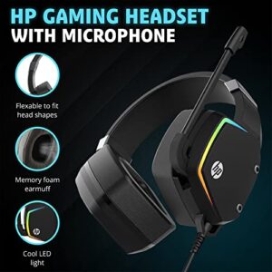 HP Gaming Headset with Microphone, PS4 Headset with Noise Cancelling Microphone, Over Ear Headphone with Mic Plus 3.5mm USB Cable, Compatible with Xbox One, Laptop, Mac, Nintendo Switch Games