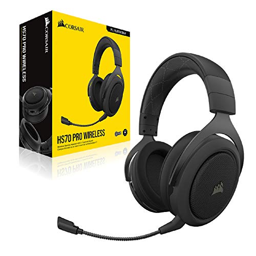 Corsair HS70 Pro Wireless Gaming Headset - 7.1 Surround Sound Headphones for PC, MacOS, PS5, PS4 - Discord Certified - 50mm Drivers – Carbon,Black