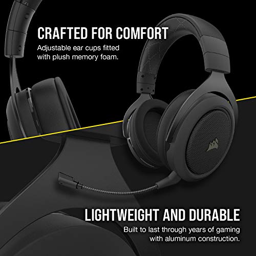 Corsair HS70 Pro Wireless Gaming Headset - 7.1 Surround Sound Headphones for PC, MacOS, PS5, PS4 - Discord Certified - 50mm Drivers – Carbon,Black