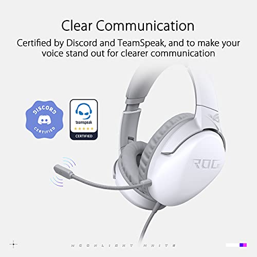 ASUS ROG Strix Go Core Moonlight White Gaming Headset | Hi-Res Audio, 3.5mm Jack, Volume and Mic Control, Lightweight Build, Compatible with PC, PS5, Xbox One, Nintendo Switch and Mobile Devices