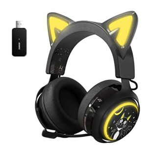 somic gs510 cat ear headset wireless gaming headphones for ps5/ ps4/ pc, cute headset 2.4g with retractable mic, 7.1 stereo sound, 8hrs playtime, rgb lighting (xbox only work in wired mode)