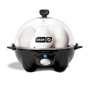 dash rapid egg cooker: 6 egg capacity electric egg cooker for hard boiled eggs, poached eggs, scrambled eggs, or omelets with auto shut off feature - black