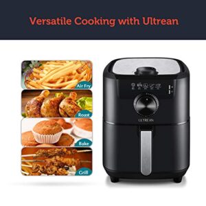 Ultrean Air Fryer, 4.5 Quart Electric Hot Air Fryers Oven Cooker with Deluxe Temperature and Time Knob, Non-Stick Basket,50 Recipes, UL Certified, 1-Year Warranty, 1500w