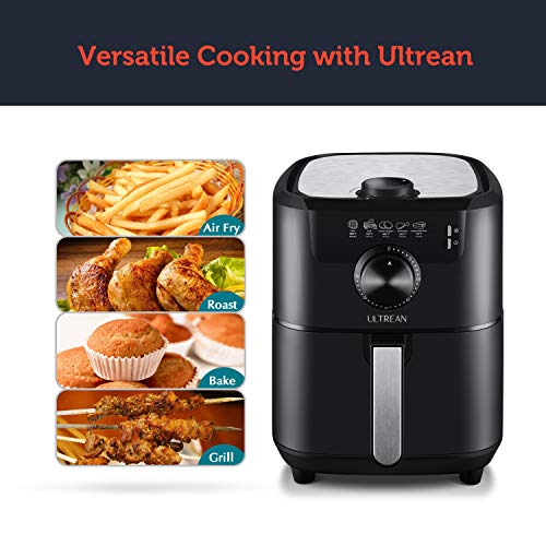 Ultrean Air Fryer, 4.5 Quart Electric Hot Air Fryers Oven Cooker with Deluxe Temperature and Time Knob, Non-Stick Basket,50 Recipes, UL Certified, 1-Year Warranty, 1500w