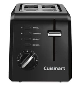 cuisinart cpt-122bk 2-slice compact plastic toaster, black