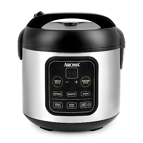 Aroma Housewares ARC-994SB Rice & Grain Cooker Slow Cook, Steam, Oatmeal, Risotto, 8-cup cooked/4-cup uncooked/2Qt, Stainless Steel