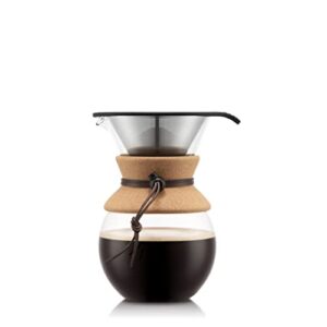 bodum pour over coffee maker with permanent filter, new cork, 34 oz