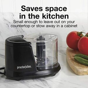 Proctor Silex Durable Electric Vegetable Chopper & Mini Food Processor for Chopping, Puree & Emulsify, 1.5 Cup, Black