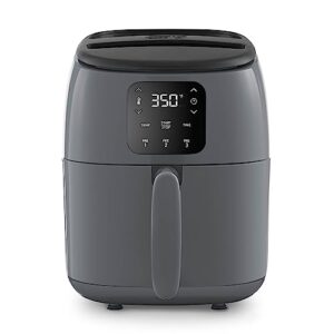 dash tasti-crisp™ digital air fryer with aircrisp technology, custom presets, temperature control, and auto shut off feature, 2.6 quart - cool grey