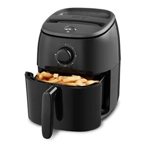 dash tasti-crisp™ electric air fryer oven cooker with temperature control, non-stick fry basket, recipe guide + auto shut off feature, 1000-watt, 2.6qt, black