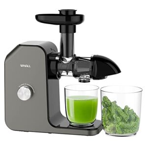 whall slow juicer, masticating juicer, celery juicer machines, cold press juicer machines vegetable and fruit, juicers with quiet motor & reverse function, easy to clean with brush,grey