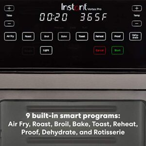 Instant Pot Vortex Pro 10 Quart Air Fryer, 9-in-1 Rotisserie and Convection Oven, Roast, Bake, Dehydrate and Warm, with EvenCrisp Technology, Free App with over 1900 Recipes, 1500W, Stainless Steel