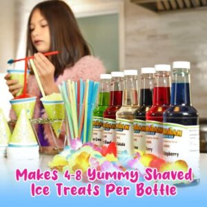 Hawaiian Shaved Ice S700 Snow Cone Machine Kit with 6 - 16oz. Syrups: Cherry, Grape, Blue Raspberry, Tiger’s Blood, Lemon-Lime, Pina Colada, 25 Snow Cone Cups, 25 Spoon Straws, and 6 Pouring Spouts