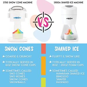 Hawaiian Shaved Ice S700 Snow Cone Machine Kit with 6 - 16oz. Syrups: Cherry, Grape, Blue Raspberry, Tiger’s Blood, Lemon-Lime, Pina Colada, 25 Snow Cone Cups, 25 Spoon Straws, and 6 Pouring Spouts