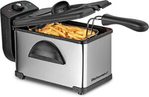 elite gourmet edf2100 electric immersion deep fryer removable basket adjustable temperature, lid with viewing window and odor free filter, 2 quart / 8.2 cup