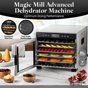 Magic Mill Food Dehydrator Machine | 7 Stainless Steel Trays | Dryer for Jerky, Dog Treats, Herb, Meat, Beef, Fruit | Keep Warm Function, Digital Timer and Temperature Control, Equipped Safety Over-Heat Protection, ETL Approved - (MFD-7070, 7 Stainless St