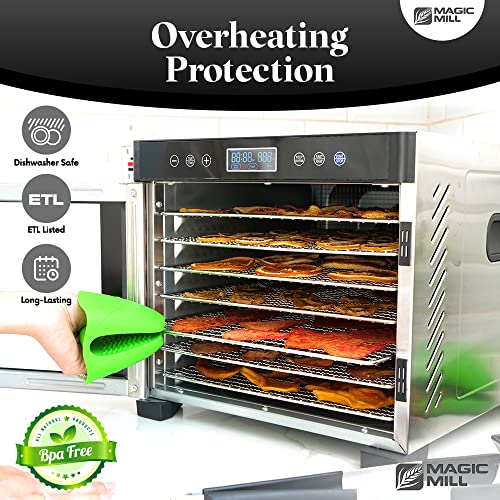 Magic Mill Food Dehydrator Machine | 7 Stainless Steel Trays | Dryer for Jerky, Dog Treats, Herb, Meat, Beef, Fruit | Keep Warm Function, Digital Timer and Temperature Control, Equipped Safety Over-Heat Protection, ETL Approved - (MFD-7070, 7 Stainless St