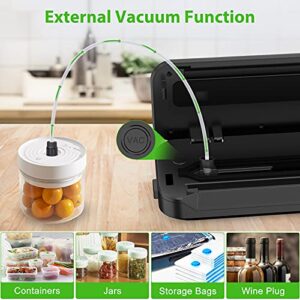 KOIOS Vacuum Sealer Machine, 86Kpa Automatic Vacuum Air food sealer/Built-in Cutter Starter Kit, Dry & Moist Food Preservation Modes, Pulse Function, LED Indicator Lights, Black