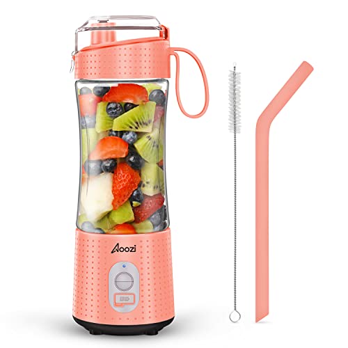 Personal Size Blender Smoothies and Shakes, Aoozi Portable Blenders, Mini Blender USB Rechargeable, Handheld Blender Sports,Travel and Home (Orange)