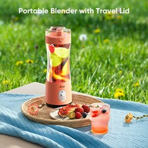 Personal Size Blender Smoothies and Shakes, Aoozi Portable Blenders, Mini Blender USB Rechargeable, Handheld Blender Sports,Travel and Home (Orange)