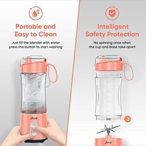 Personal Size Blender Smoothies and Shakes, Aoozi Portable Blenders, Mini Blender USB Rechargeable, Handheld Blender Sports,Travel and Home (Orange)