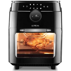 ultrean air fryer oven, 12.5 quart airfryer toaster oven with rotisserie,bake,dehydrator,auto shutoff and 8 touch screen preset, 8 accessories & 50 recipes