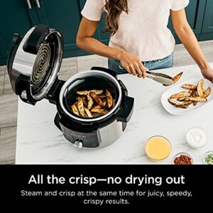 Ninja OL601 Foodi XL 8 Qt. Pressure Cooker Steam Fryer with SmartLid, 14-in-1 that Air Fries, Bakes & More, with 3-Layer Capacity, 5 Qt. Crisp Basket & 45 Recipes, Silver/Black