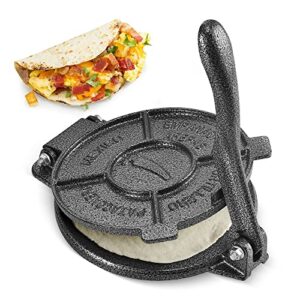 arc tortilla press 8 inch include 100 pcs parchment paper, cast iron tortilla maker, heavy duty tortillera pataconera, flour tortilla press, roti maker, taco maker, taco press, black gray