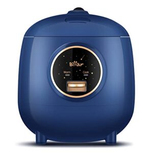 bear mini rice cooker 2 cups uncooked, 1.2l portable non-stick small travel rice cooker, one button to cook and keep warm function, blue