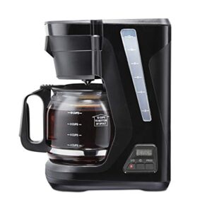 proctor silex frontfill drip coffee maker, digital & programmable, 12 cup glass carafe, black and silver (43685ps)