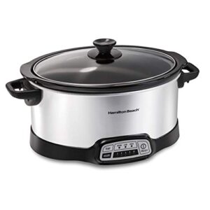 hamilton beach programmable slow cooker with flexible easy programming, 5 cooking times, dishwasher-safe crock, lid, 7 quart, silver