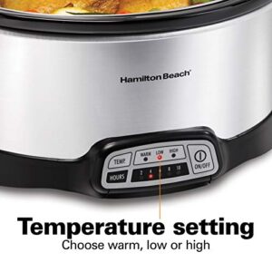 Hamilton Beach Programmable Slow Cooker with Flexible Easy Programming, 5 Cooking Times, Dishwasher-Safe Crock, Lid, 7 Quart, Silver