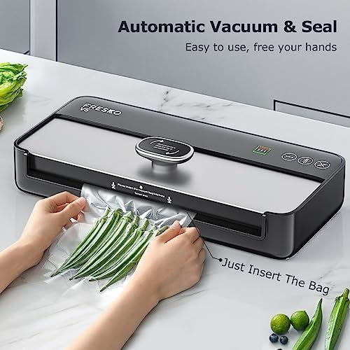 FRESKO Vacuum Sealer Machine, Full Automatic Seal a Meal Vacuum Sealer for Food Storage and Saver, Air Sealing System for Freezer Food Preservation (V5)