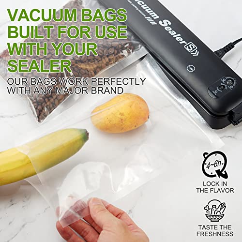 W&Y Vacuum Sealer Bags for Food, 100 Count 6" x 10" Commercial Grade Embossed Food Vacuum Sealer Bag, BPA Free, Pre-Cut Food Saver Bags for Sous Vide and Storage