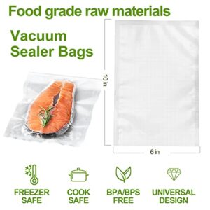 W&Y Vacuum Sealer Bags for Food, 100 Count 6" x 10" Commercial Grade Embossed Food Vacuum Sealer Bag, BPA Free, Pre-Cut Food Saver Bags for Sous Vide and Storage