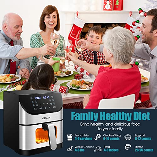 Air Fryer 6.2 QT Oilless AirFryer 1500W Electric Healthy Oven Cooker Large Capacity with Visible Cooking Window, 10 Presets in One Touch , Digital Control, Customerizable Cooking, Non-Stick Basket, Included Recipe