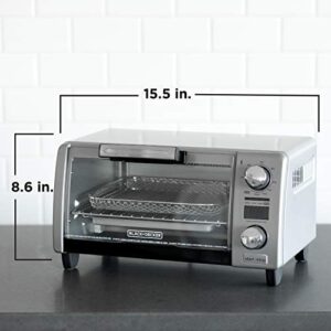 Black+Decker TOD1775G Crisp N Bake Air Fry Digital Toaster Oven, 9" Pizza or 4 Slices of Bread, Gray