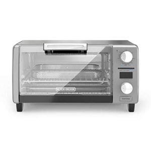 Black+Decker TOD1775G Crisp N Bake Air Fry Digital Toaster Oven, 9" Pizza or 4 Slices of Bread, Gray