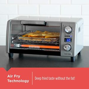 Black+Decker TOD1775G Crisp N Bake Air Fry Digital Toaster Oven, 9" Pizza or 4 Slices of Bread, Gray