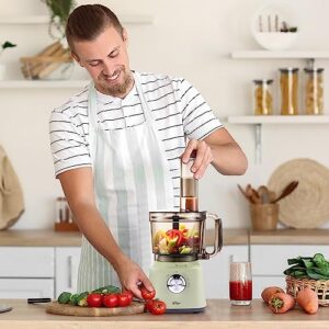 Bear Food Processors, 800W Multifunctional Vegetable Chopper & Meat Grinder for Slicing, Shredding, Puree and Dough, Professional Blenders for Kitchen, with 7 Cup Easy-clean Bowl, Reversible Disc, Chopping Blade and Dough Blade